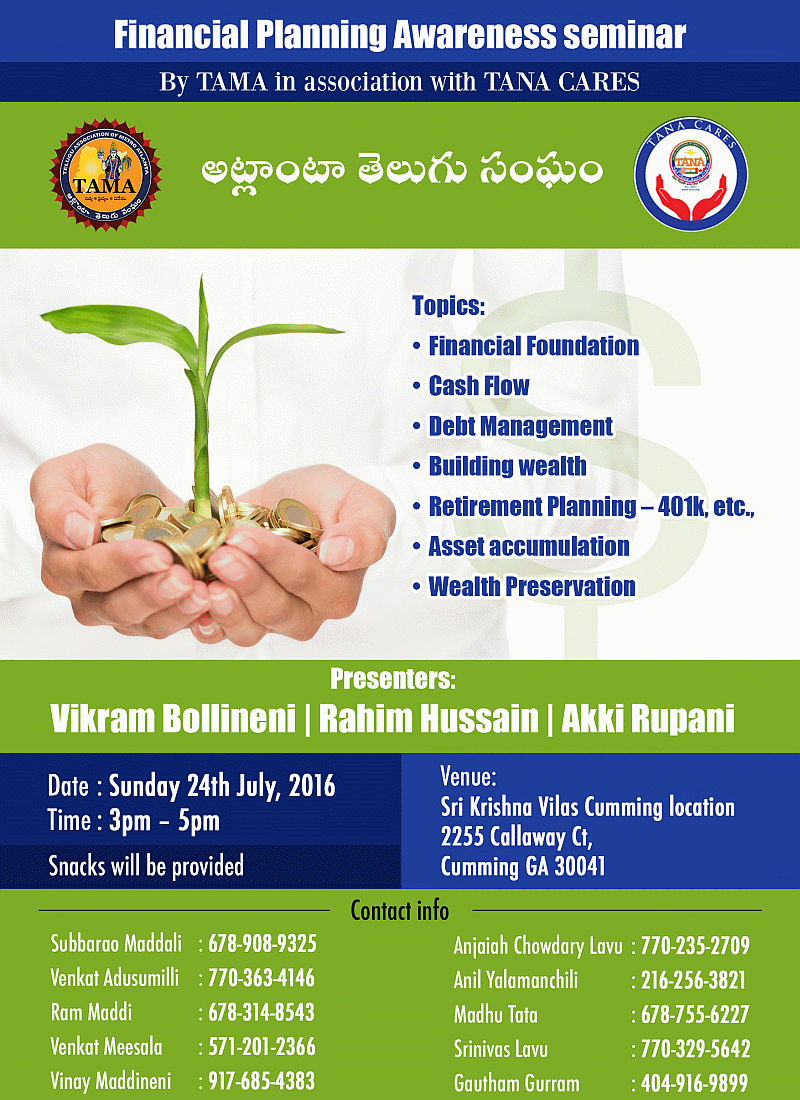 TAMA Financial Planning Awareness Seminar (in English) | Desh-Videsh ...